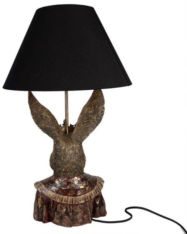 Stolní lampa ve tvaru zajíce s korunou s černým stínidlem Antonius– 37x61 cm