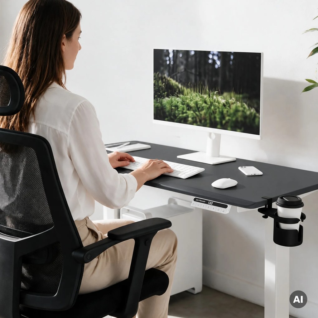 Elektrický stůl s nastavitelnou výškou ergonomický bílo-antracitový,1200x600 mm: ARIA