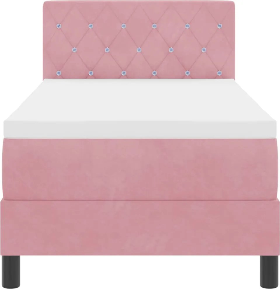 Postel s boxspringem s matrací s čelo Růžová 80 x 200 cm samet 3339073