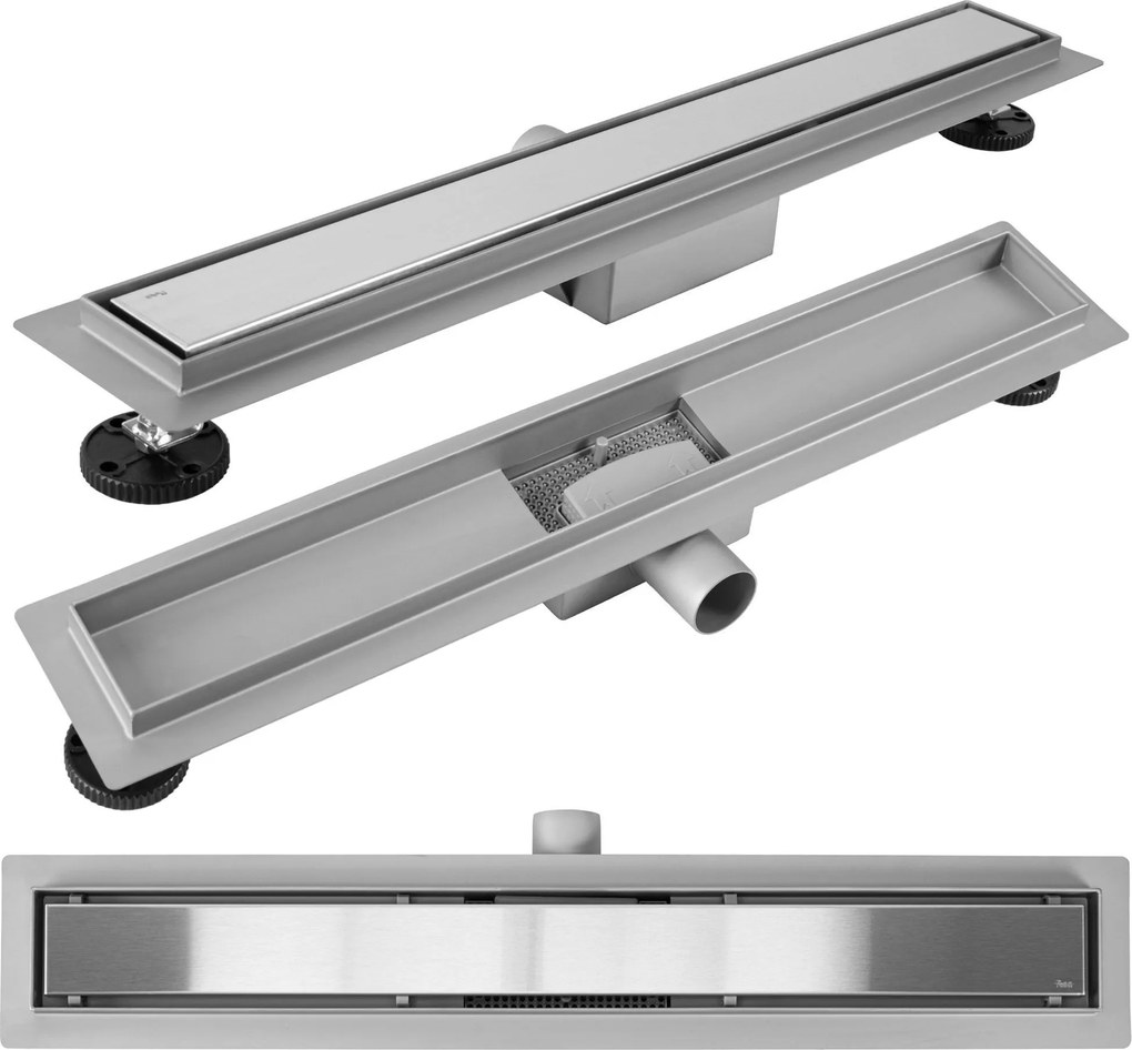 Rea Neox, odtokový sprchový žlab 60 cm, broušená ocel, REA-G2501