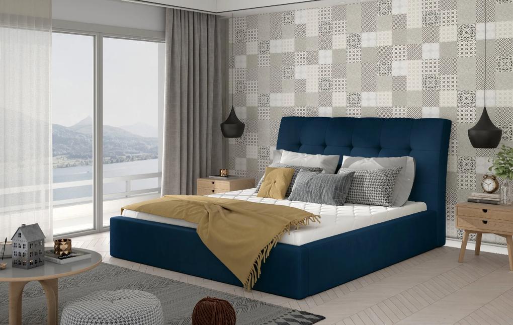 Eltap Čalouněná postel Inge s úložným prostorem Materiál a barva potahu: Monolith 77 - tmavě modrá, Rozměry (cm): 160x200