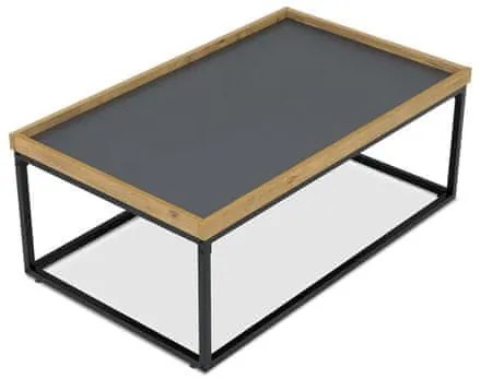 Autronic Konferenční stůl Stůl konferenční, MDF deska šedá s dekorativní hranou divoký dub, černý kov. (CT-613 OAK)