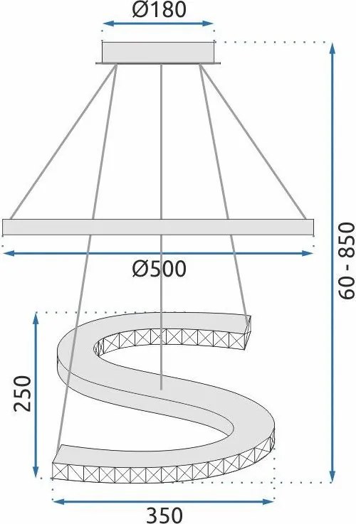 Toolight Toolight, LED závěsné křišťálové svítidlo s dálkovým ovládáním APP773-2CP, chromová, OSW-05024