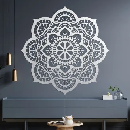 Dřevěná dekorace na zeď mandala symbolika lotosový květ I SENTOP PR0204