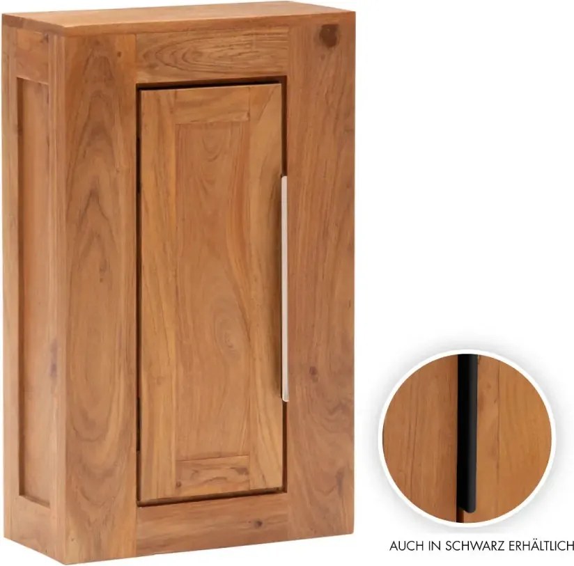 furniture-nabytek.cz - Nástěnná skříňka Osvaro akácie - Stříbrné kovové úchytky