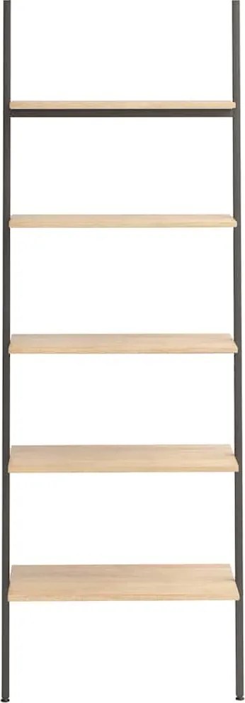 5patrová opěrná police světle hnědá a černá 64 x 34 x 185,5 cm 336376