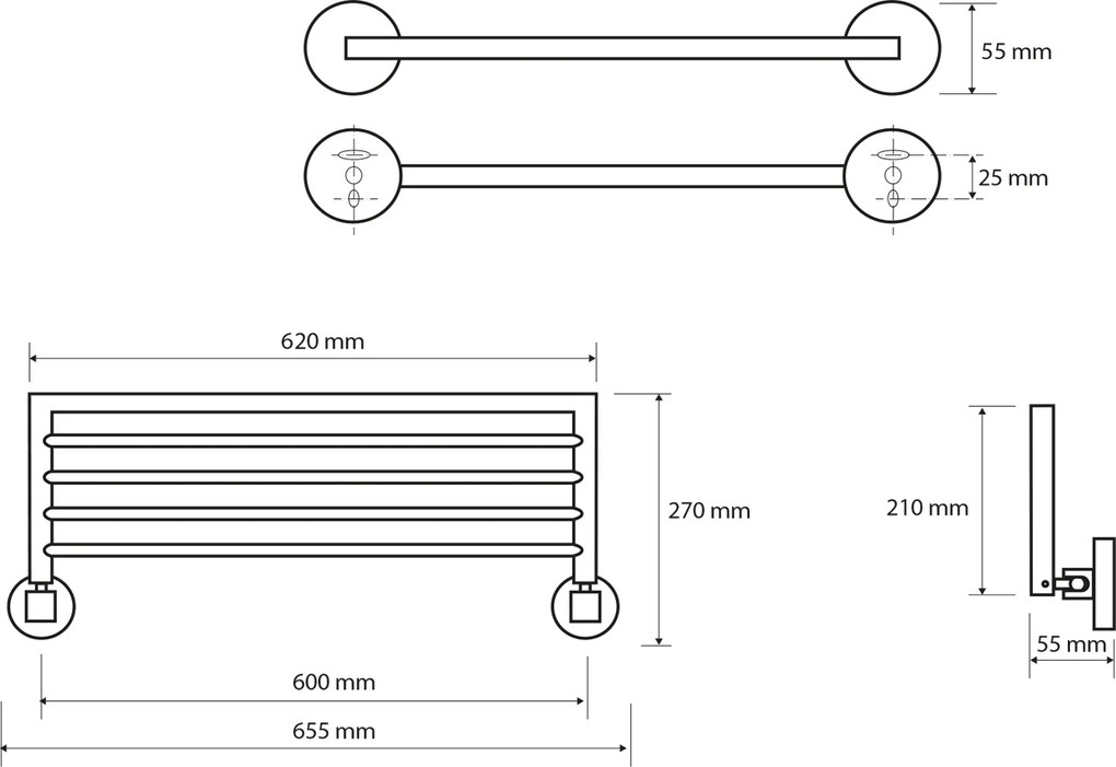 Sapho Sapho, X-ROUND polička na ručníky výklopná 650mm, chrom, XR420