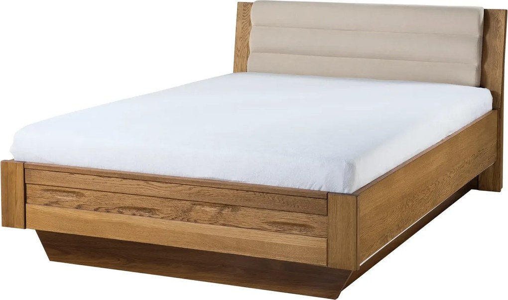 Dvoulůžková postel Velvet II 74 140x200 z masivu s LED osvětlením a roštem dub Rustikal/béžová