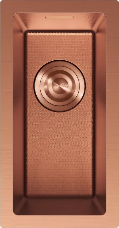Mexen Trixo, 1-komorový nerezový dřez 230 x 440 mm, broušená měď, vzor voština, 6411221000-65HC