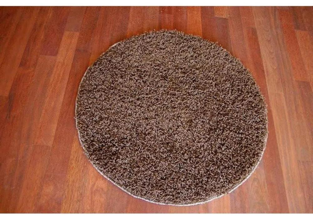 Kusový koberec Shaggy Roy hnědý kruh 100cm