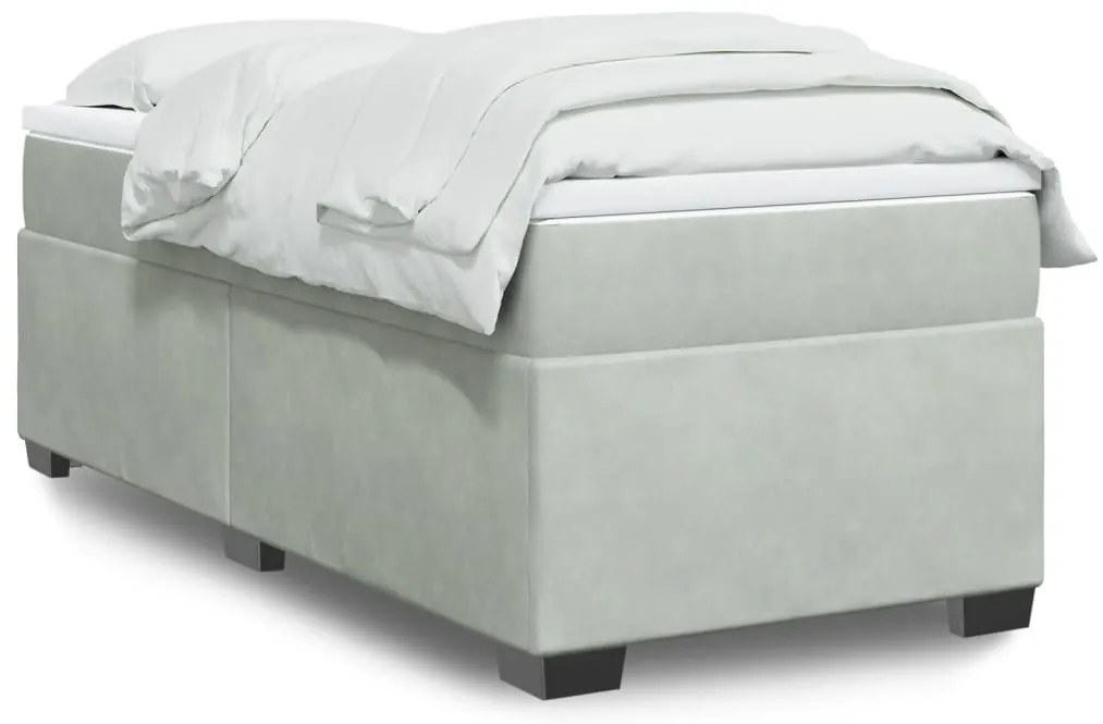 Box spring postel s matrací světle šedá 80 x 200 cm samet 3285245