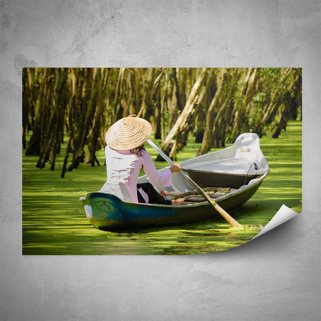 Plakát - Žena na loďce (60x40 cm) - PopyDesign
