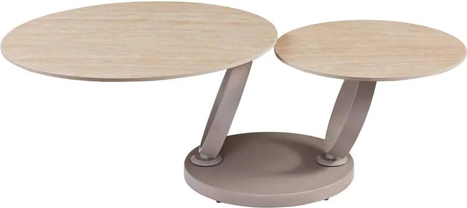 Designový konferenční stolek Danyale 80-134 cm travertin / šampaňský