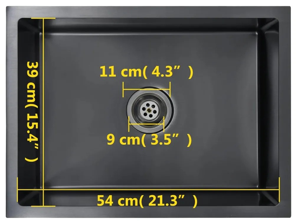 vidaXL Marketos Ručně vyrobený kuchyňský dřez černý nerezová ocel