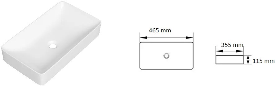 Gamma Sawa, umyvadlo na desku 465x355x115 mm, bílá lesklá, GMA-UC-SAWA