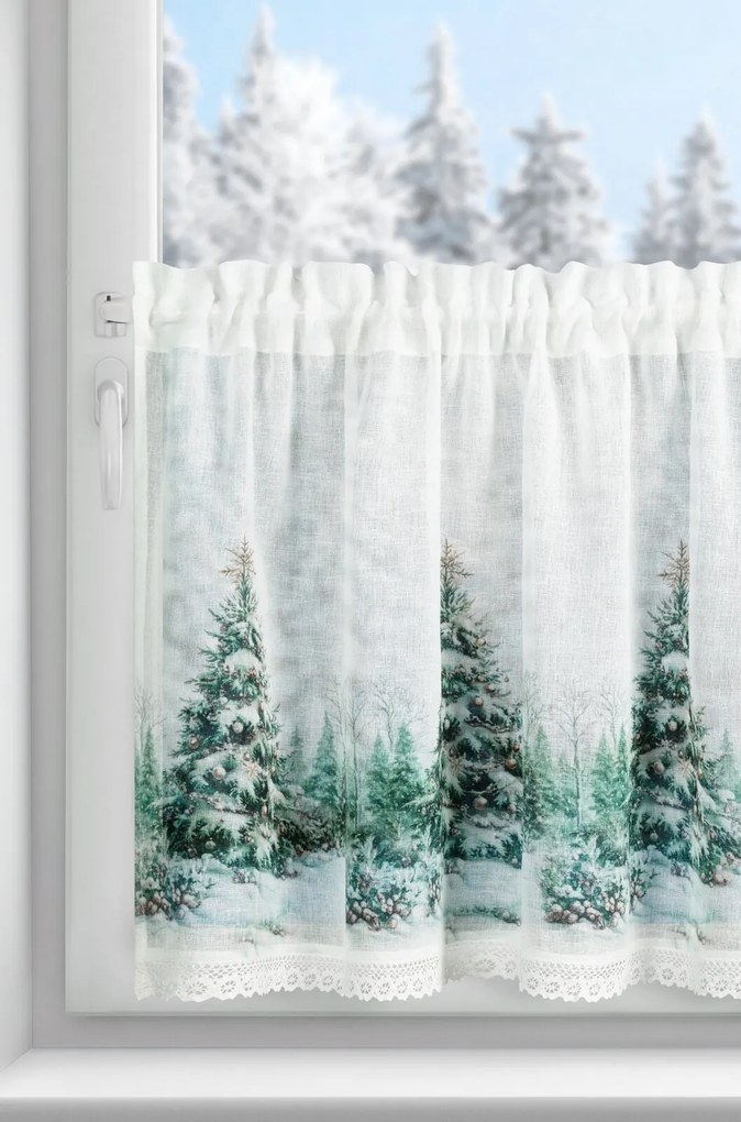 KRÁTKÁ VÁNOČNÍ ZÁCLONA NA PÁSCE XMAS9 150X60 CM VZOROVANÁ