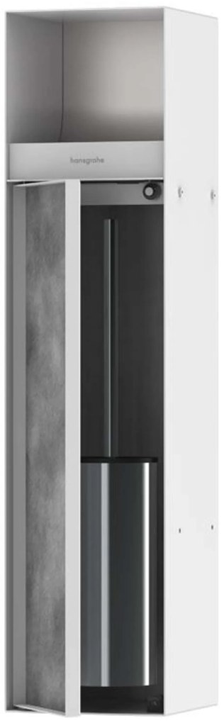 Hansgrohe XtraStoris Rock - Podomítkový držák toaletního papíru s WC štětkou, s dvířky, matná bílá 56062700