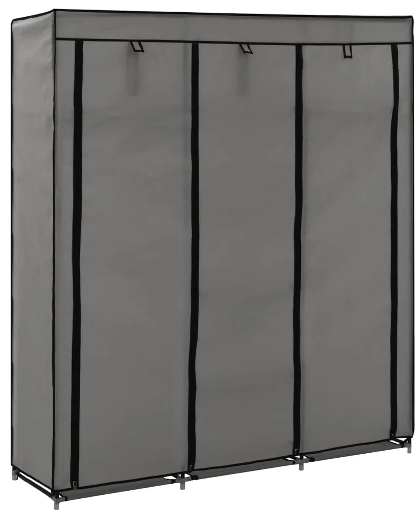 282456 vidaXL 282456  Wardrobe with Compartments and Rods Grey 150x45x175 cm Fabric