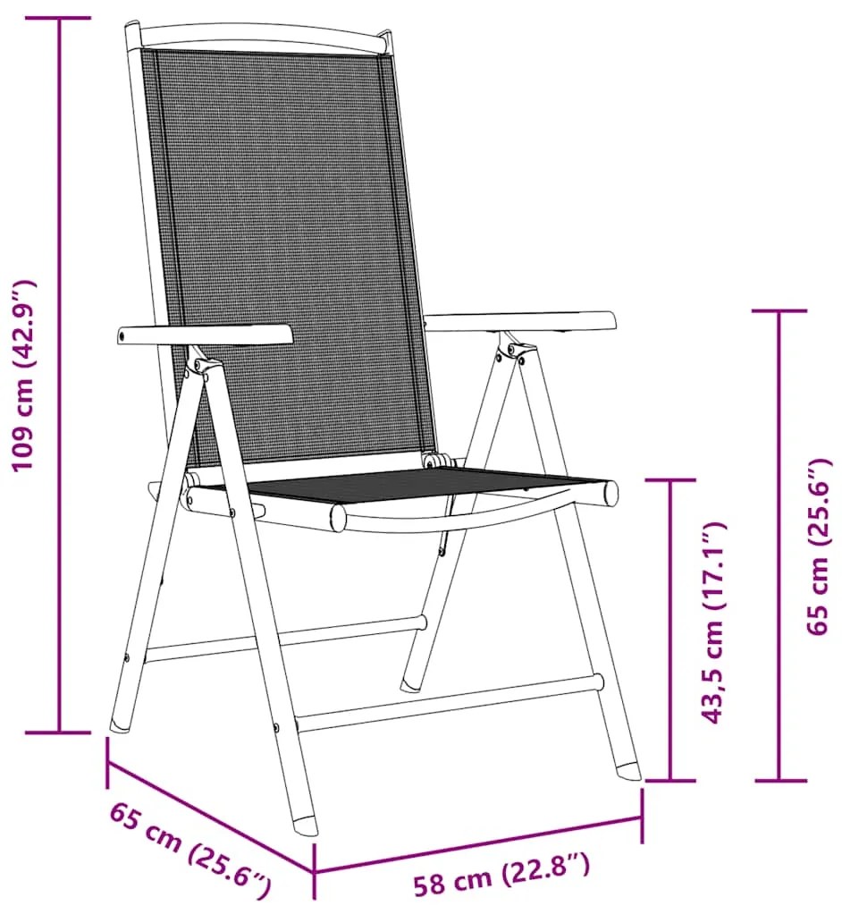 vidaXL Marketos Skládací zahradní židle 4 ks hliník a textilen černé