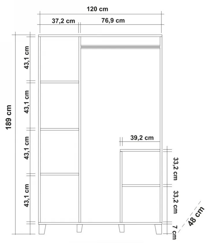 Šatní skříň Hedera II 120 cm borovice atlantská