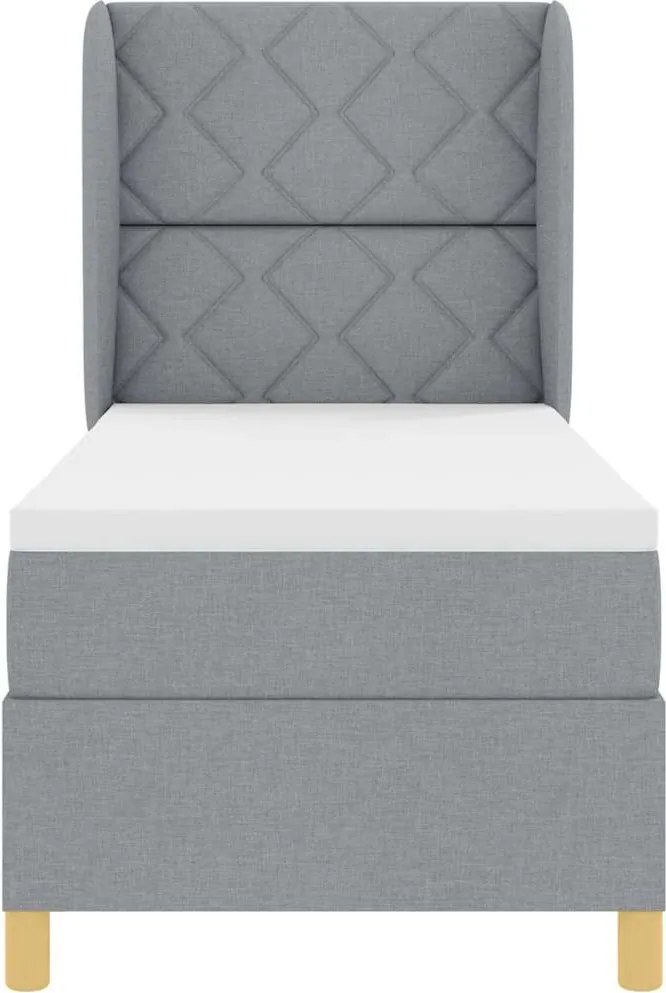Postel s boxspringem s čelo Světle šedá 200 x 80 cm textil 3340781