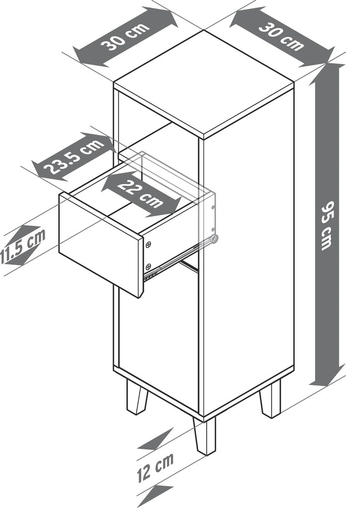 Tchibo - Odkládací koupelnová skříňka se zásuvkou a dvířky - barva: bílá