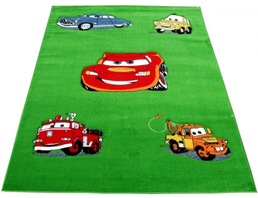 Dětský kusový koberec CARS zelený, Velikosti 100x200cm