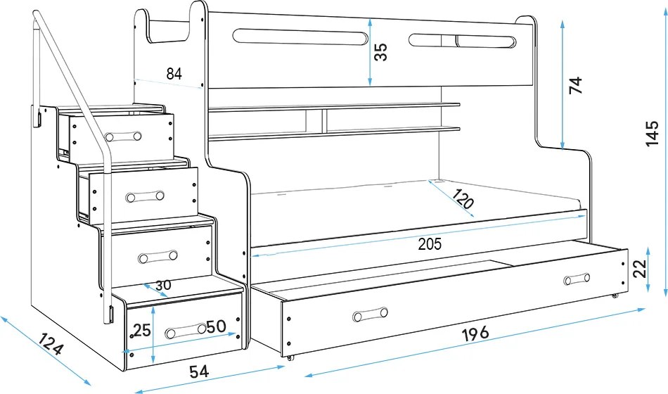 FALCO Patrová postel Maty NEW ÚP Odstín: Bílá/zelená