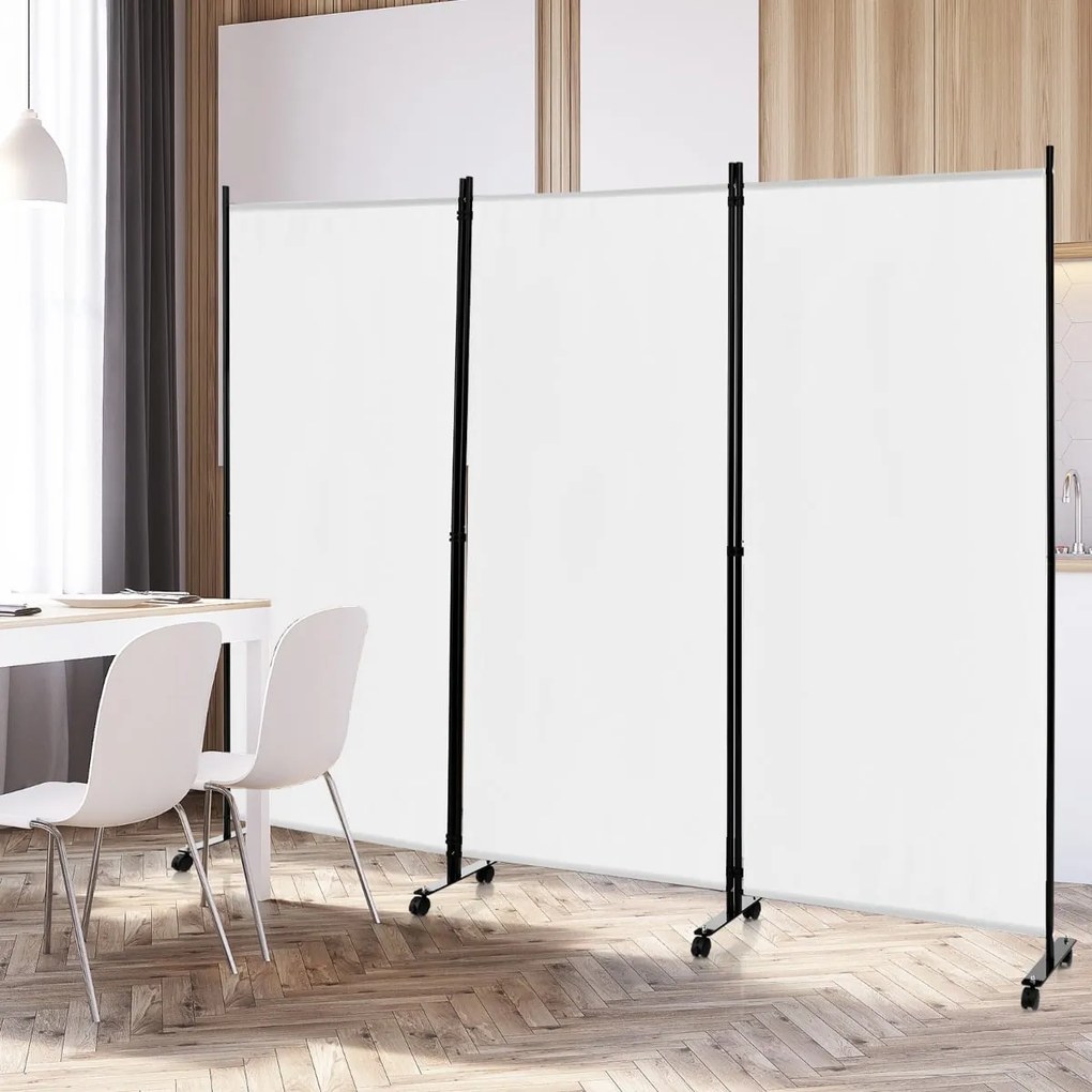Costway 180 cm vysoká dělicí příčka na kolečkách, skládací zástěna s 3 volně