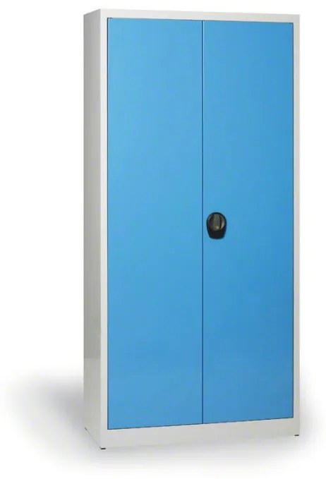 Dílenská policová skříň na nářadí KOVONA JUMBO, 4 police, demontovaná, 950 x 600 x 1950 mm, šedá / modrá