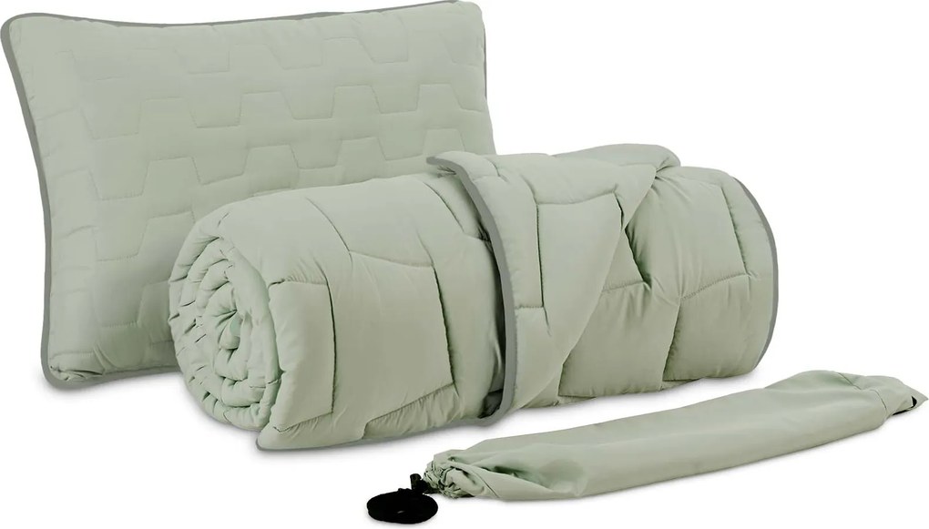 Dormeo Adaptivego sada polštář a přikrývka + brašna Zelená 140x200 cm zelená