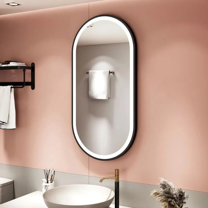 Tutumi Oválné zrcadlo 50x100 cm s vyhříváním a regulovatelným LED osvětlením HOM-02505