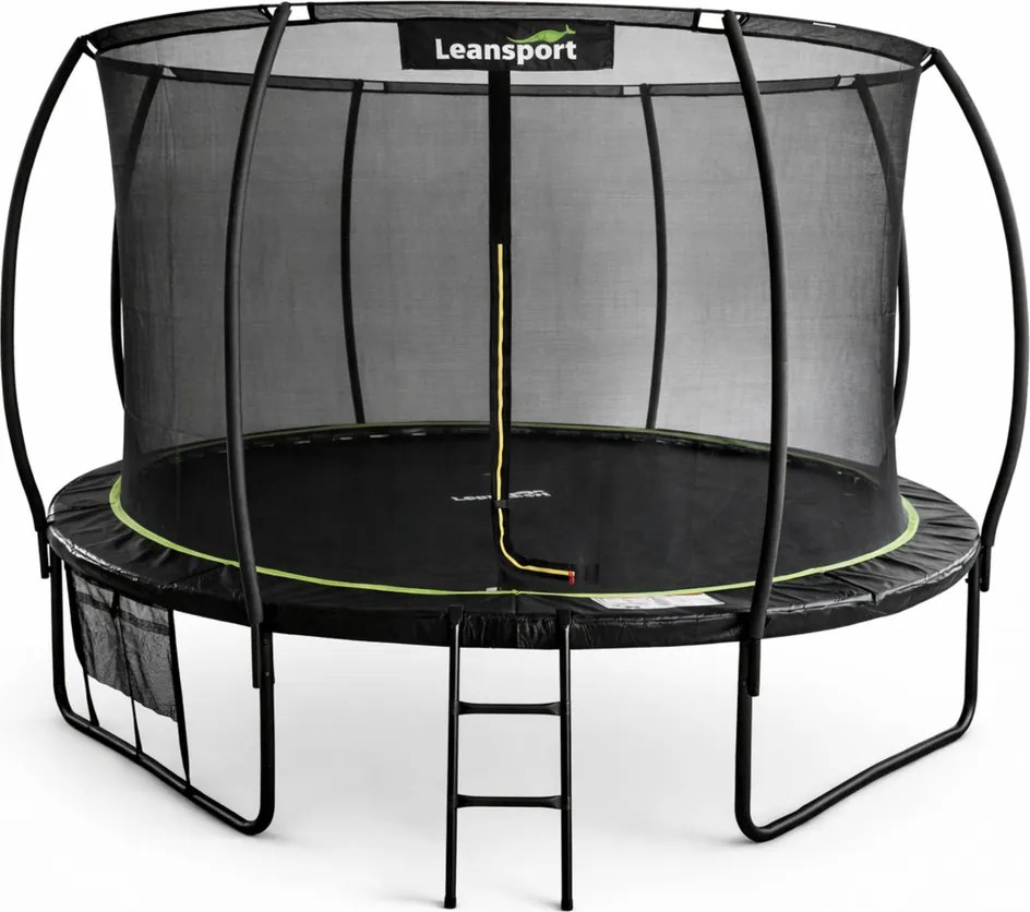 LEAN Sport Zahradní trampolína LEAN s vnitřní sítí, černo-zelená, 366 cm, 12 ft
