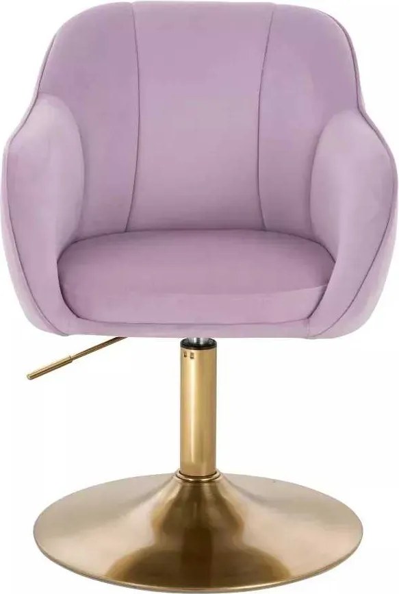 LuxuryForm DESIGN Otočná židle AVOLA VELUR na zlatém talíři - levandule