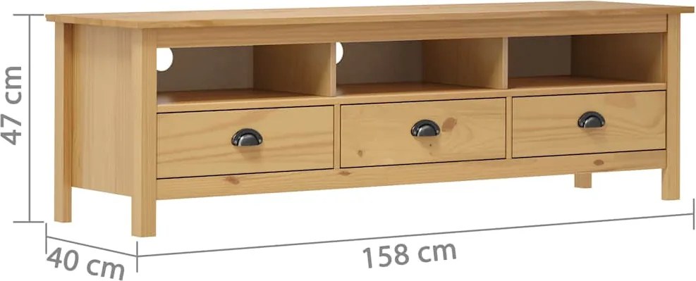 TV stolek Hill medově hnědý 158x40x47 cm masivní borové dřevo 288927