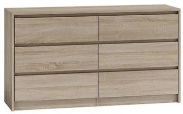 Komoda 6 šuplíků 140 cm Dub Sonoma