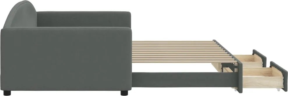 Válenda s přistýlkou a zásuvkami tmavě šedá 100 x 200 cm textil 3197230