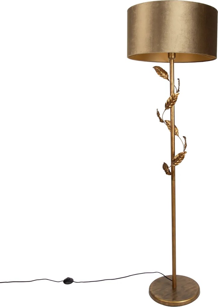 Stojací lampa zlatá s bronzovým stínidlem a zlatým vnitřkem 50 cm - Linden