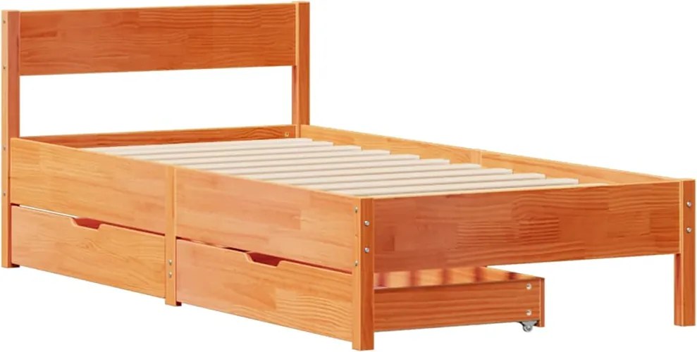 Postel bez matrace voskově hnědá 90 x 200 cm masivní borovice 3301760