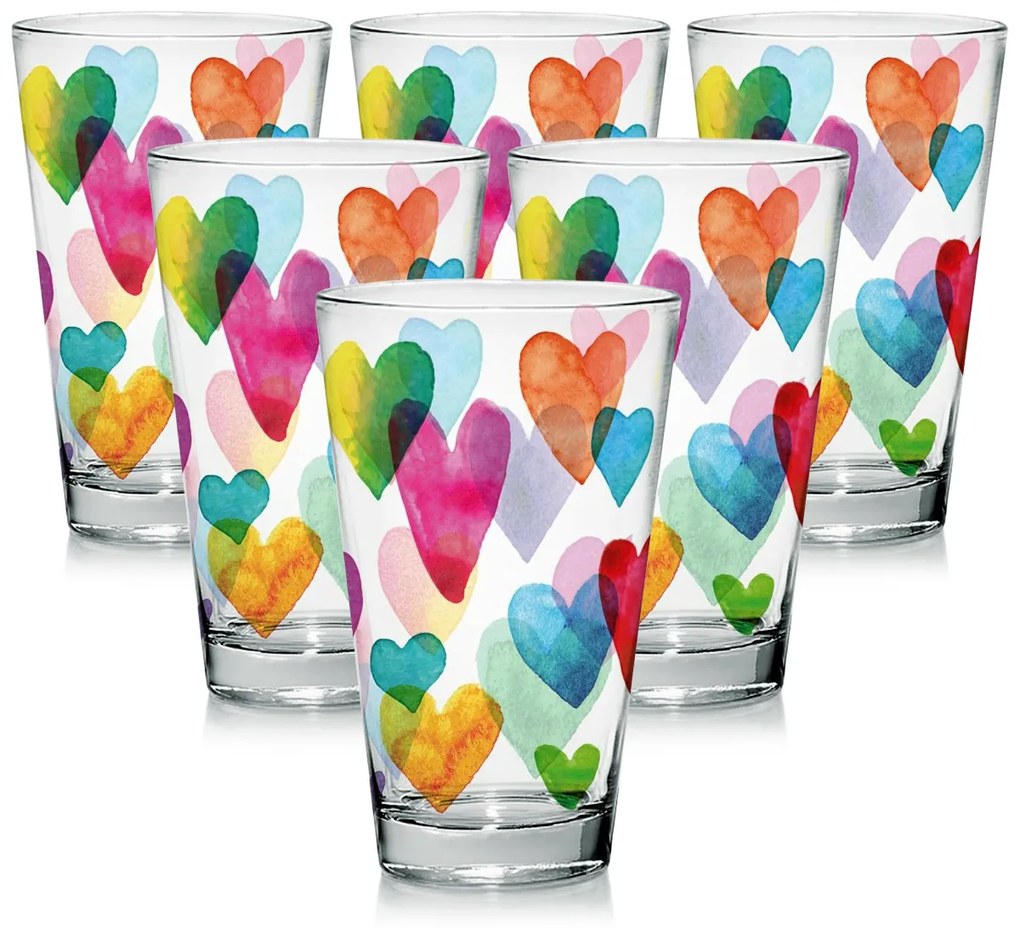 Mäser Sada sklenic Love Rainbow 310 ml, 6 ks