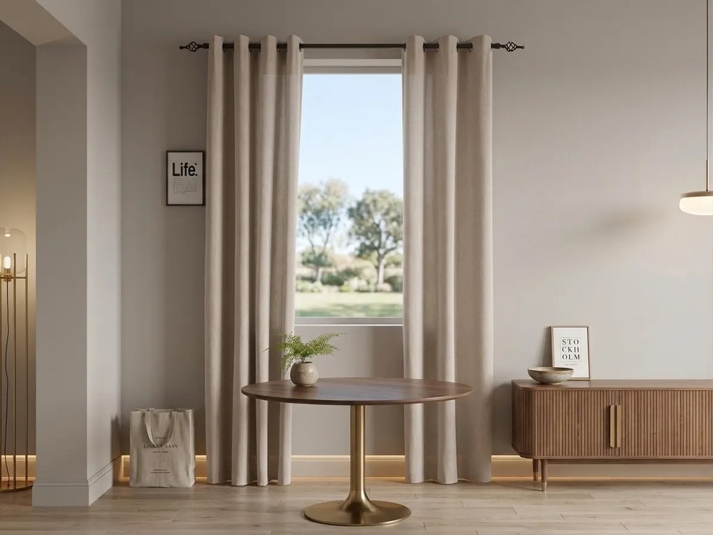Závěs TAVIO 140x250 cm, světle béžový Zavěšení: Řasící páska