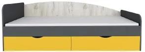 Casarredo Postel 90x200 DISNEY dub kraft bílý/šedý grafit/žlutá