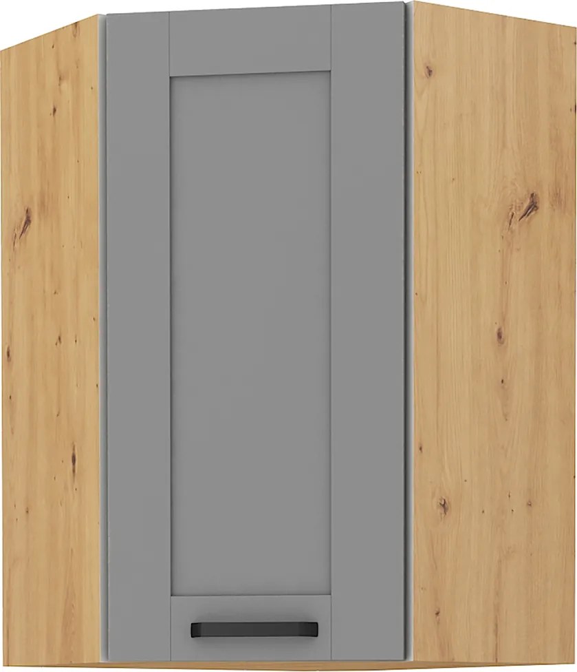 LUNA du | horní skříňka 60x60 GN-90 1F (45°) rohová s policemi | VYSOKÁ | UNI dvířka | artisan/šedá