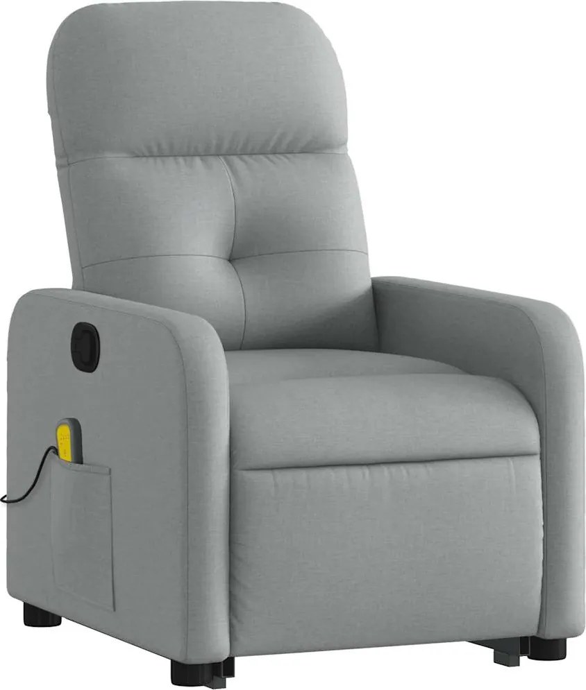 Zvedací masážní polohovací křeslo světle šedé textil 3206804
