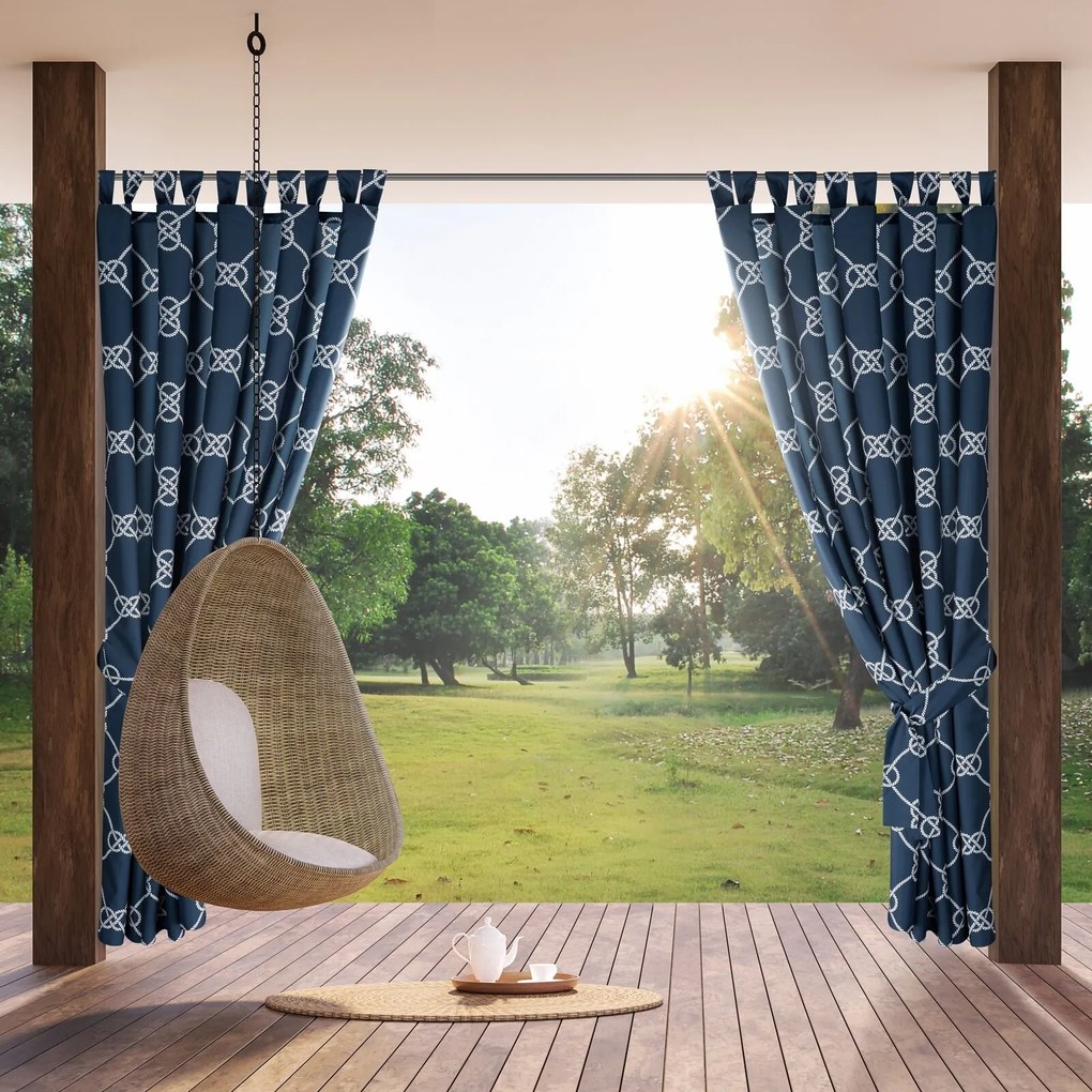 ZAHRADNÍ VODĚODOLNÝ ZÁVĚS NA POUTKÁCH GARDEN 155X240 CM VZOROVANÁ