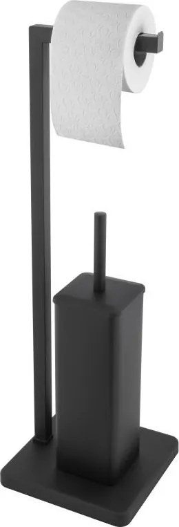 Erga Marko, stojan na toaletní papír a toaletní kartáč 20x20x65 cm, černá matná, ERG-YKA-PD.MARKO-BLK