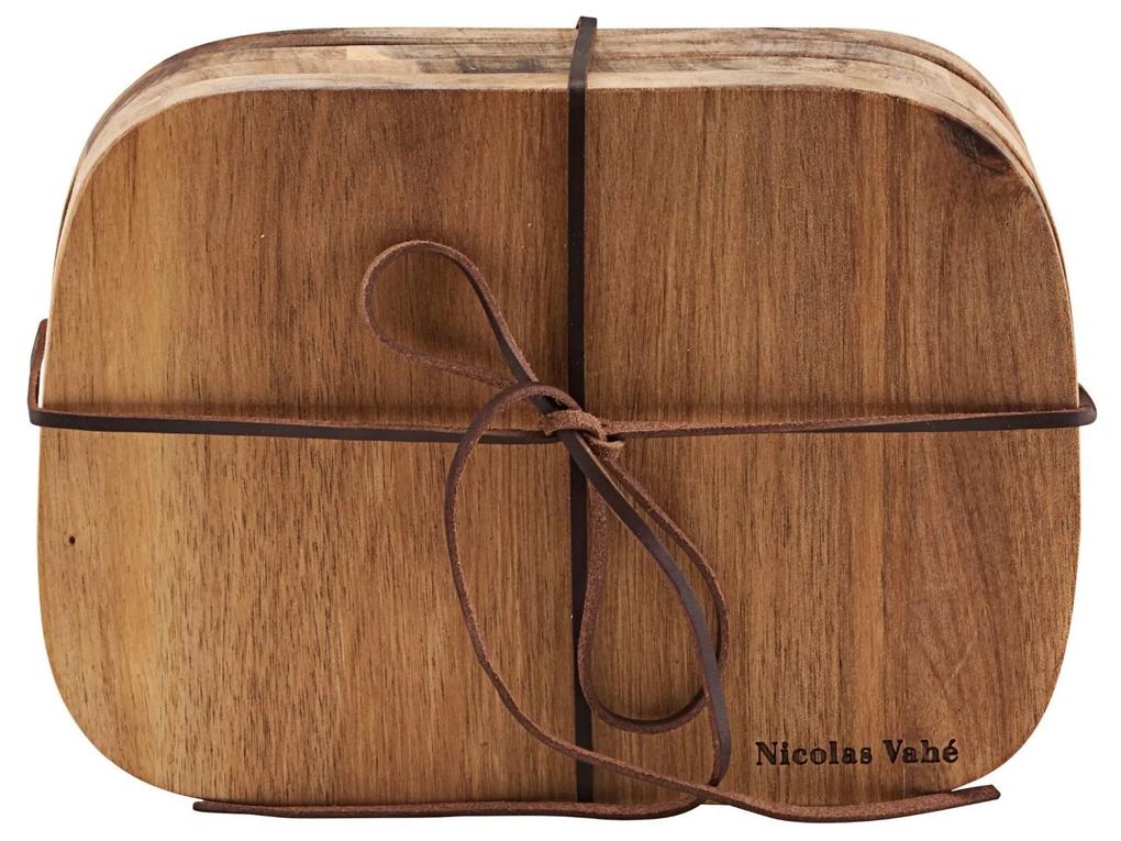 Nicolas Vahé Dřevěná prkénka Acacia - set 4 ks, hnědá barva, přírodní barva, dřevo