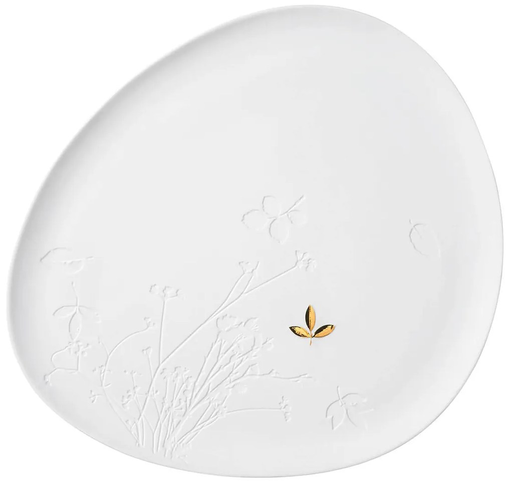 Räder Bílý porcelánový talíř GOLD LEAF, velký