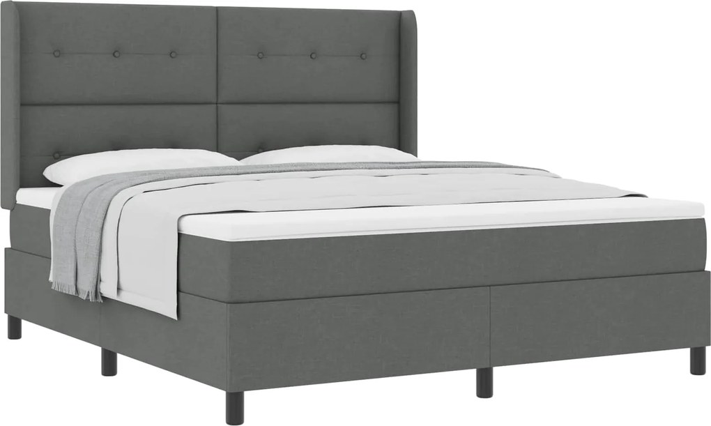 Postel s boxspringem s polštářem Tmavě šedá 200 x 180 cm textil 3341659