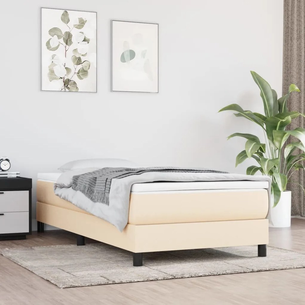 Rám postele s boxspringem krémově 80x200 cm textil 3120473